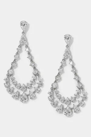 Nadri Willow Cz Drama Drop Earrings - Rhodium