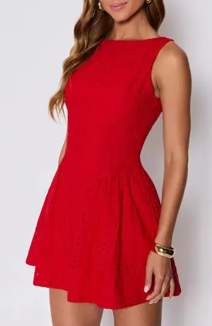 VICI Paige Eyelet Minidress - Red