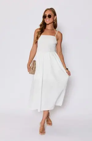 VICI Essential Smocked Cotton Midi Sundress
