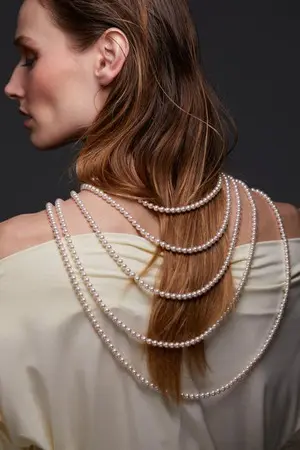 Nadri Ingrid Multi Pearl Strand Double Brooch Necklace