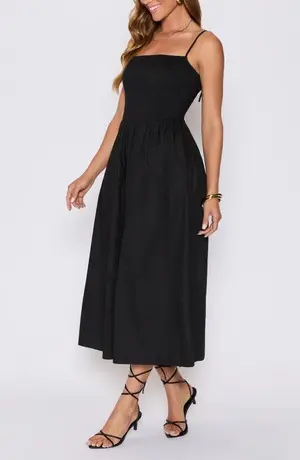 VICI Essential Smocked Cotton Midi Sundress