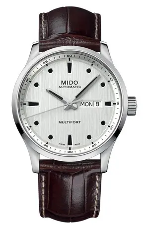 MIDO Multifort Leather Strap Watch