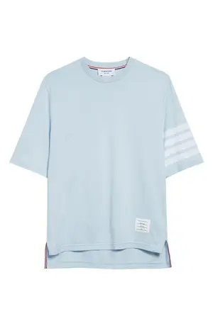 Thom Browne 4-bar Cotton Jersey T-shirt - Light Blue