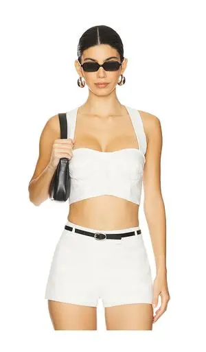SANS FAFF Sorrento Linen Halter Bralette In . Also - White