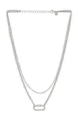 PETIT MOMENTS Layered Carabiner Necklace - Metallic Silver