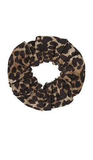 GANNI Printed Cotton Scrunchie - Brown