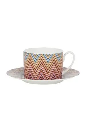 Missoni Zigzag Jarris Set Of 6 Tea Cups & Saucers - Red