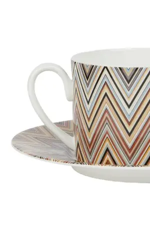 Missoni Zigzag Jarris Set Of 6 Tea Cups & Saucers - White