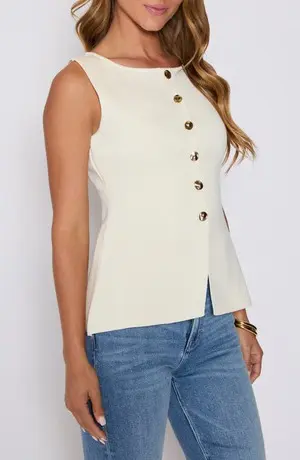 VICI Button-up Sweater Vest - Cream