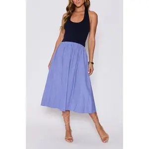 VICI Piper Mixed Media Halter Midi Dress