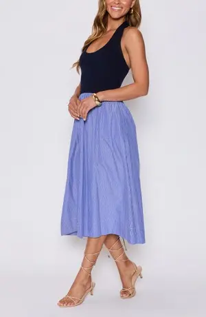 VICI Piper Mixed Media Halter Midi Dress