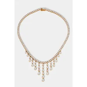 Nadri Willow Cz Drama Drops Collar Necklace - Gold