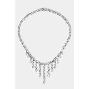 Nadri Willow Cz Drama Drops Collar Necklace - Rhodium