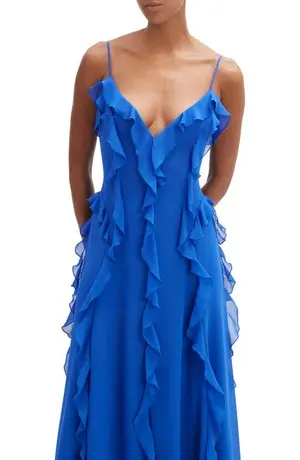 Bardot Veris Ruffle Chiffon Maxi Dress