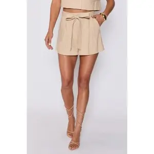 VICI Tailored Tie Waist Shorts - Taupe