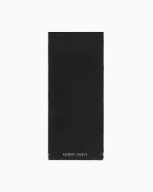 Giorgio Armani Jacquard Virgin-wool Scarf - Black