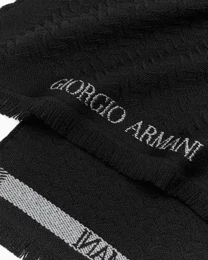 Giorgio Armani Jacquard Virgin-wool Scarf - Black
