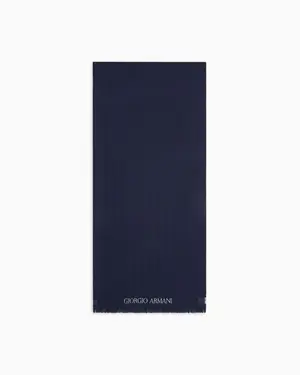 Giorgio Armani Jacquard Virgin-wool Scarf Blue