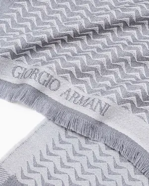 Giorgio Armani Jacquard Virgin-wool Scarf - Grey