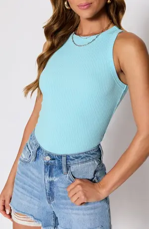 VICI Ribbed Stretch Cotton Blend Tank