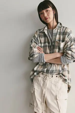Free People Ashley Plaid Shirt - Ivory Combo
