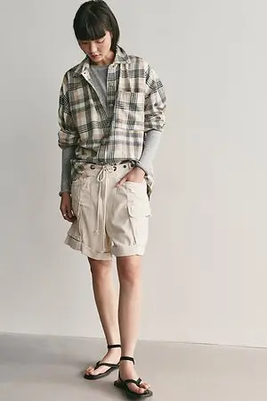 Free People Ashley Plaid Shirt - Ivory Combo