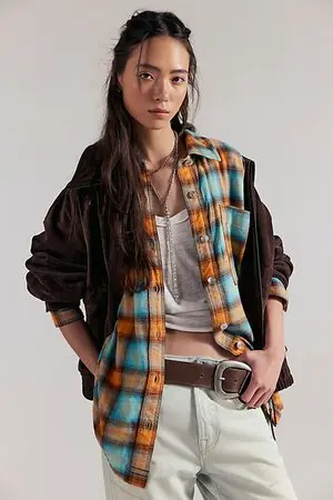 Women's Plaid Dropped Shoulder Shirts