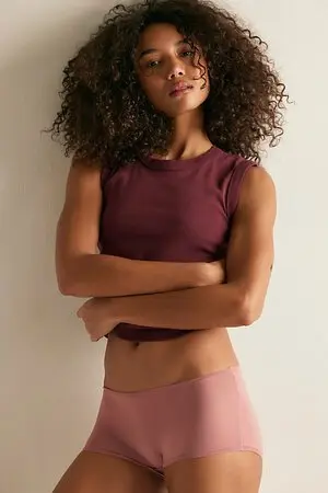 Free People Charlie Microfiber Boyshort Undies Old Rose