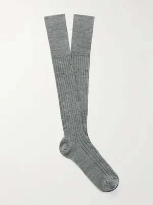 Brunello Cucinelli Ribbed Wool And Cashmere-blend Socks - Gray