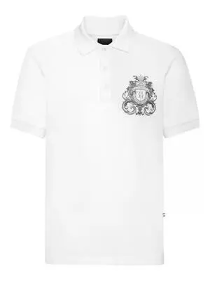 BILLIONAIRE Emblem-embroidered Polo Shirt - White