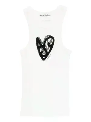 Acne Studios Heart-print Tank Top - White