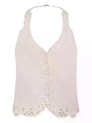 Cult Gaia Embroidered Button-front Top