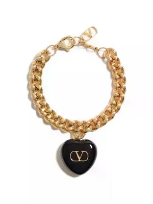 Valentino Garavani Chain Bracelet With Heart Charm - Gold