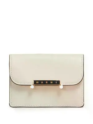 Marni Leather Envelope Flap Wallet - Neutrals
