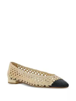 FRANCESCO RUSSO Open-weave Ballerina Flats - Neutrals
