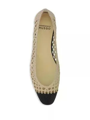 FRANCESCO RUSSO Open-weave Ballerina Flats - Neutrals