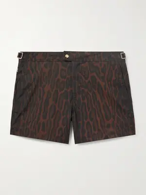 TOM FORD Ocelot-print Swim Shorts - Brown
