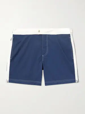 TOM FORD Striped Mid-length Swim Shorts - Blue