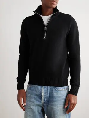 TOM FORD Wool And Cashmere-blend Half-zip Rollneck Sweater - Black