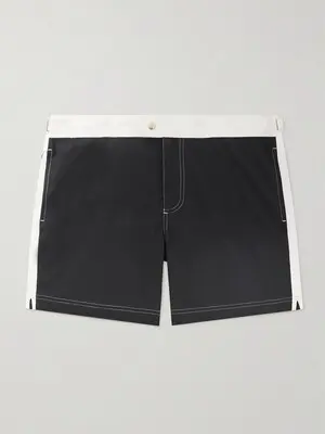 TOM FORD Straight-leg Mid-length Striped Board Shorts - Black