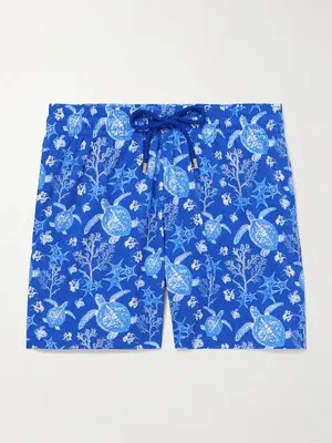 Vilebrequin Moonrise Straight-leg Mid-length Printed Swim Shorts - Blue