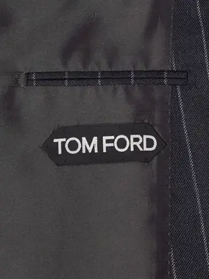 TOM FORD Dyllan Double-breasted Striped Wool-twill Suit Jacket - Gray