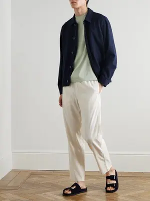 Sunspel Wool-blend Seersucker Shirt Jacket - Blue