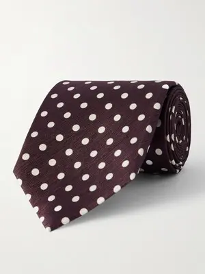 TOM FORD 8cm Polka-Dot Silk-Jacquard Neck Tie Burgundy