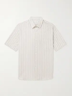 Sunspel Embroidered Striped Cotton Shirt