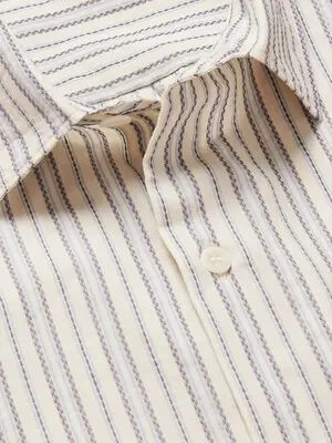 Sunspel Embroidered Striped Cotton Shirt