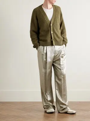 THE ELDER STATESMAN Nora Lite Waffle-knit Cardigan