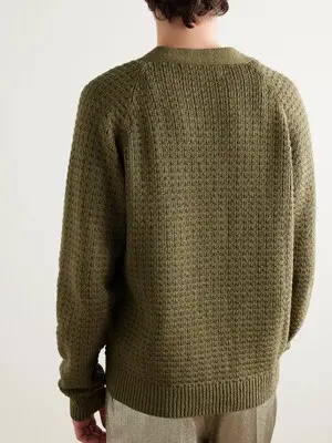THE ELDER STATESMAN Nora Lite Waffle-knit Cardigan
