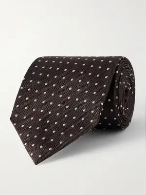 TOM FORD 8cm Polka-dot Silk Tie - Brown