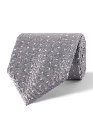 TOM FORD 8cm Polka-Dot Silk Neck Tie Gray